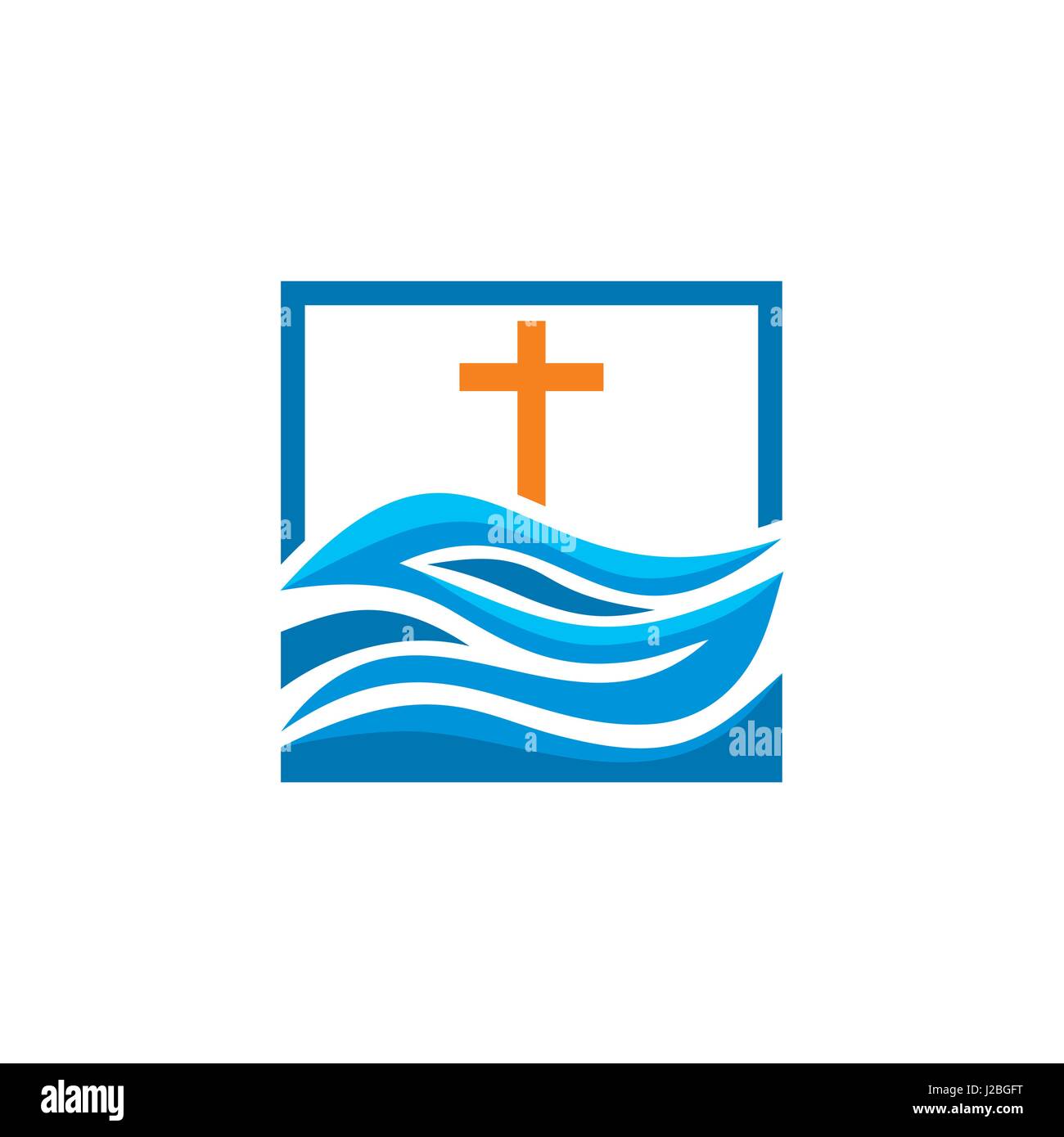 Church Logo Christian Symbols The Cross Of Jesus And The Waves Of A