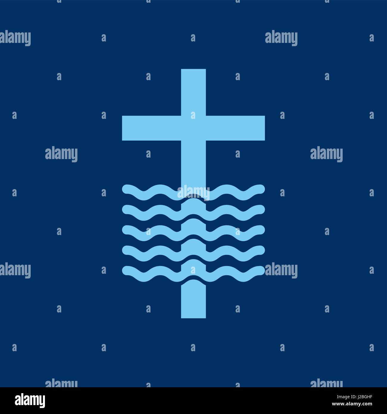 church logo. christian symbols. The cross of Jesus and the waves of a ...
