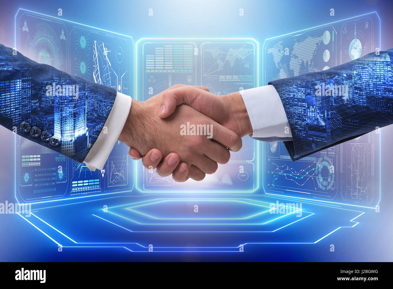 Handshake concept - business metaphor illustration Stock Photo - Alamy