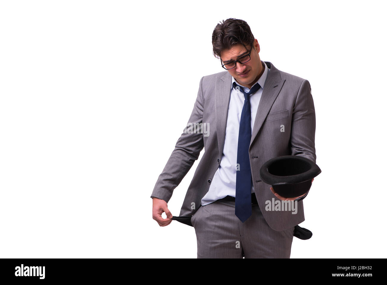Bankrupt businessman isolated on white background Stock Photo - Alamy