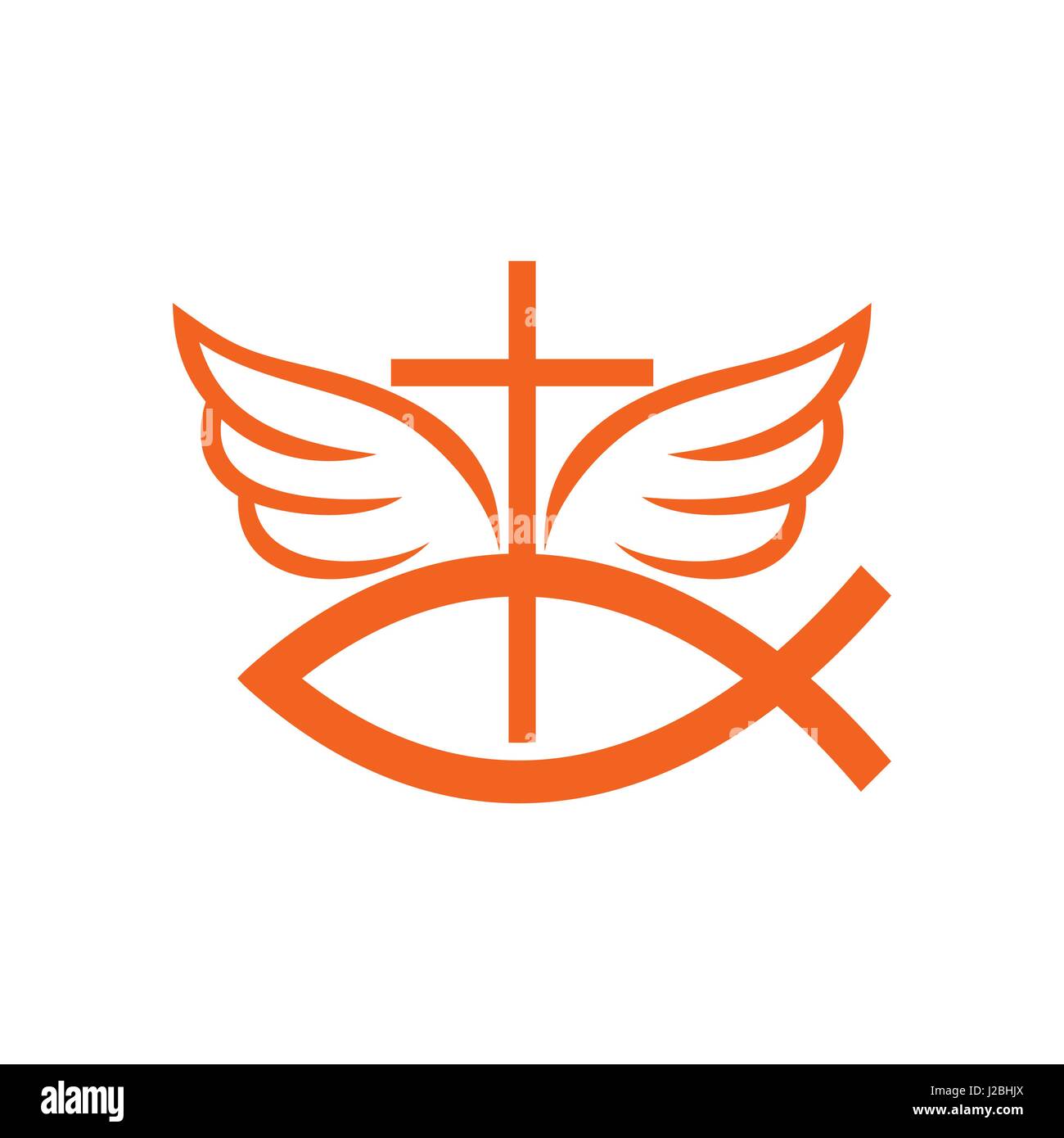 Church logo. Cross, fish and wings Stock Vector Image & Art - Alamy