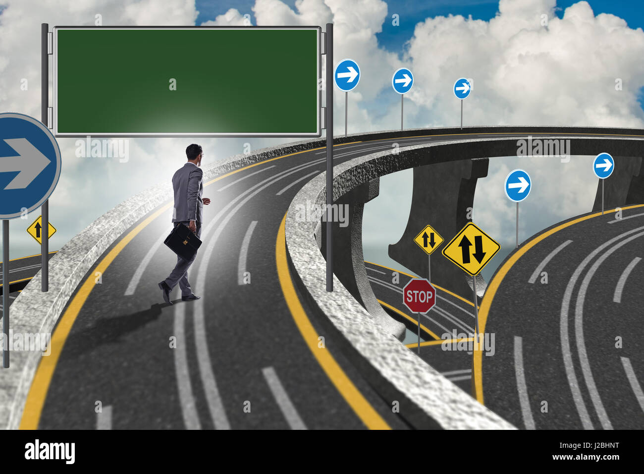 Businessman facing many different roads Stock Photo - Alamy