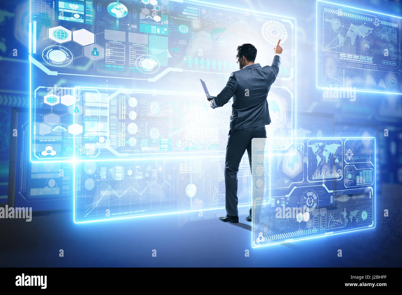 Businessman searching for big data Stock Photo - Alamy