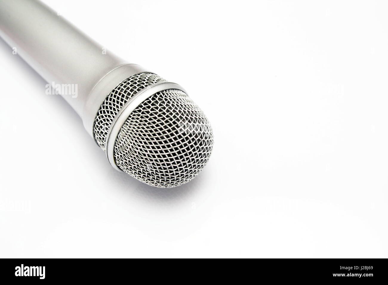 Silver Dynamic Microphone on White Background Stock Photo - Alamy