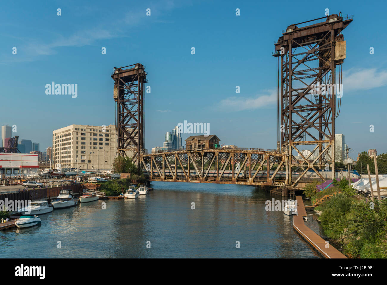 Canal Street Railroad Bridge As Seen From Ping Tom Park In Chicago ...