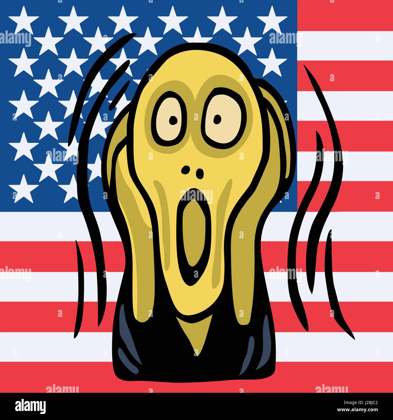 The Screaming Head on American Flag Stock Vector Image & Art - Alamy