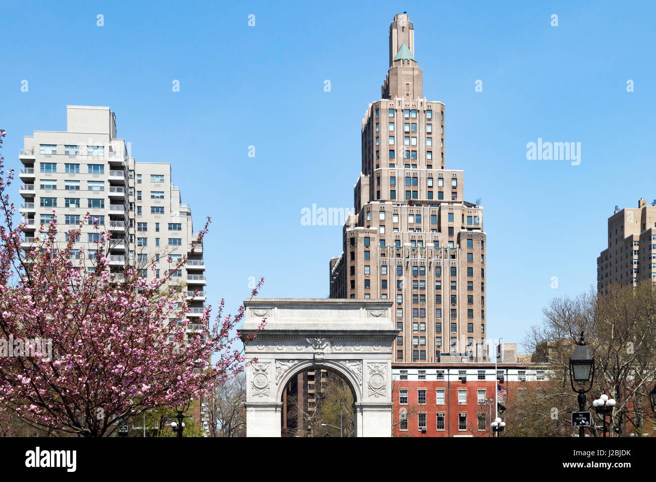 Washington Square Park springtime scene in Manhattan New York City ...