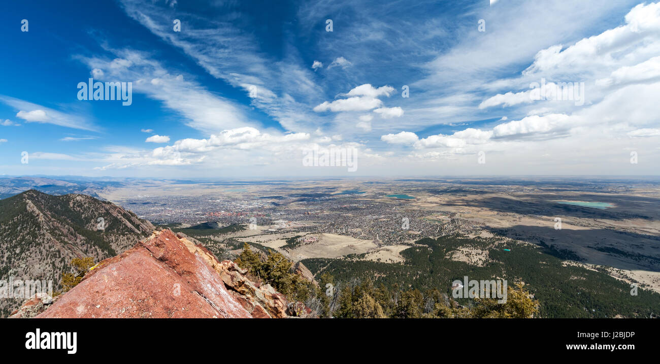 Boulder Colorado overhead city view of downtown landscape and campus ...