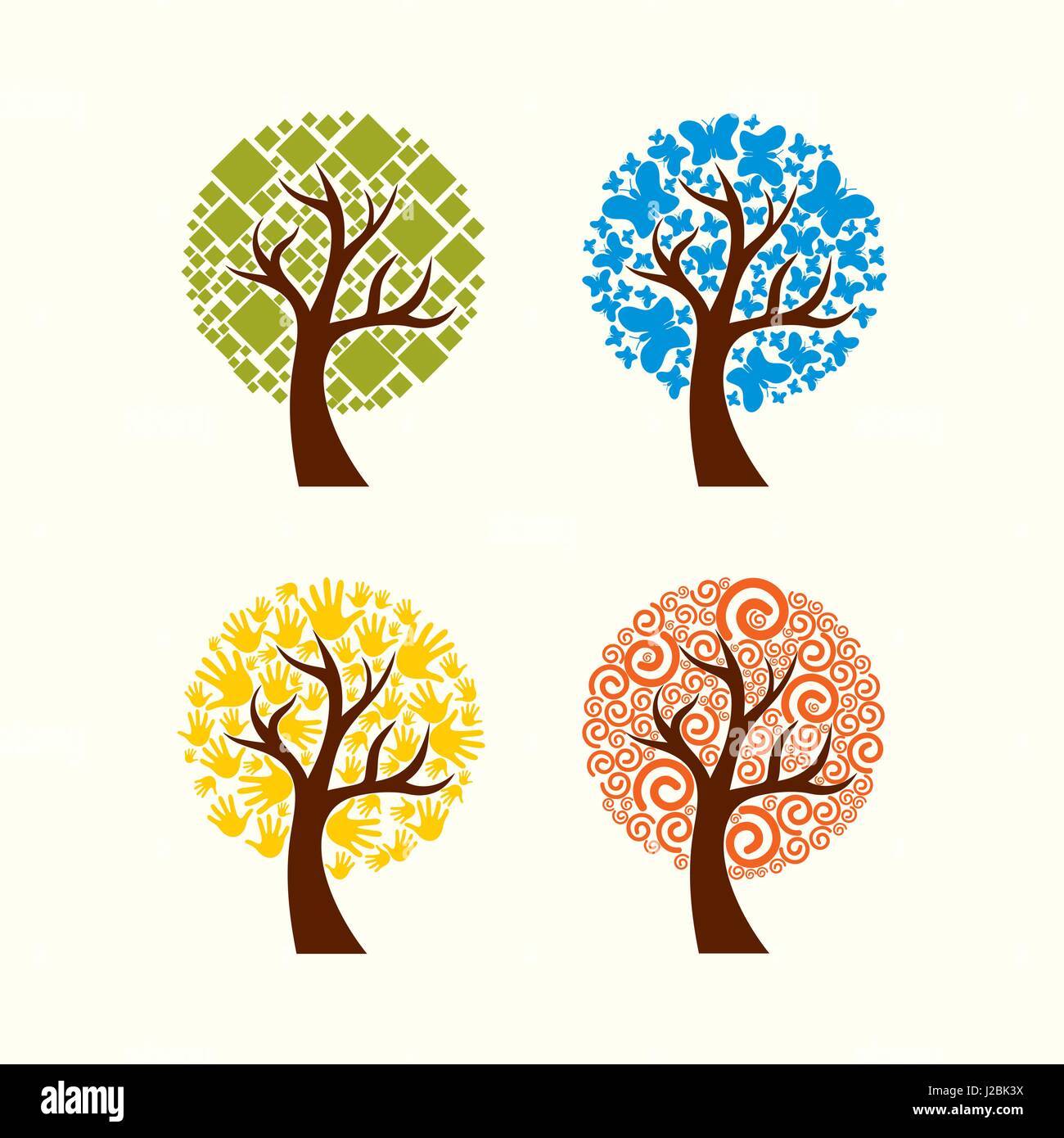 Set of decorative trees Stock Vector Image & Art - Alamy
