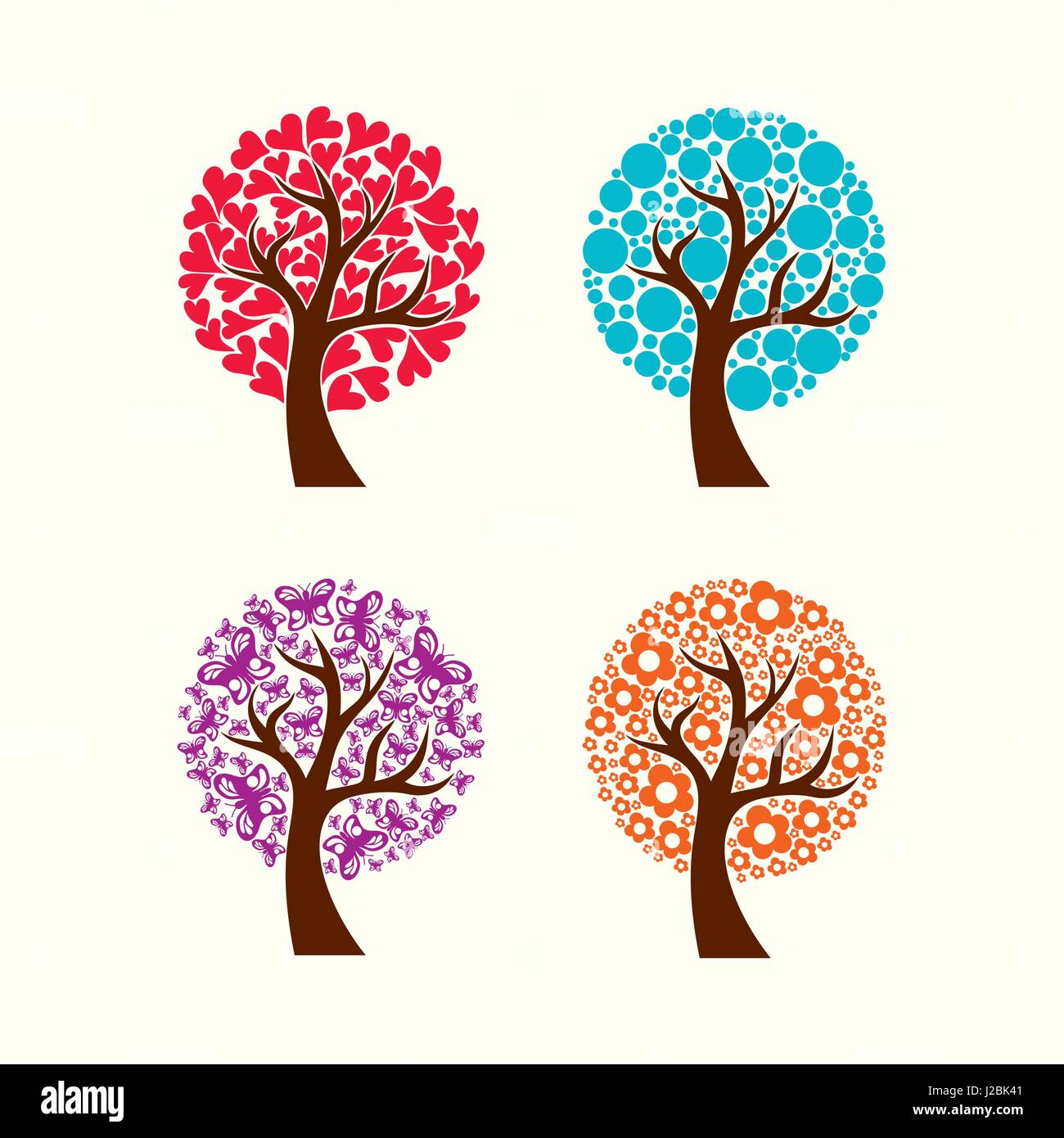 Set of decorative trees Stock Vector Image & Art - Alamy