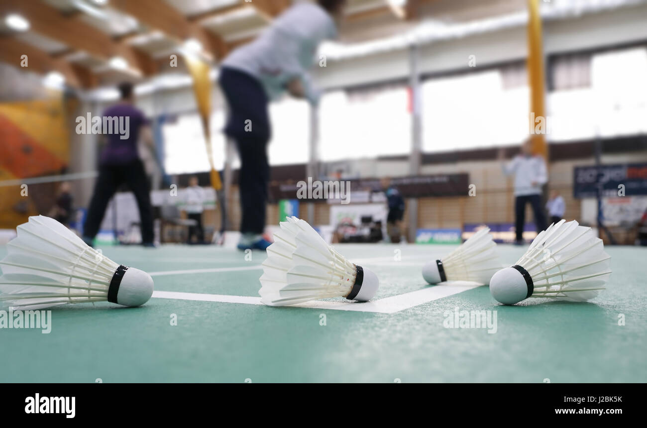 badminton - badminton courts with players competing; badminton ...
