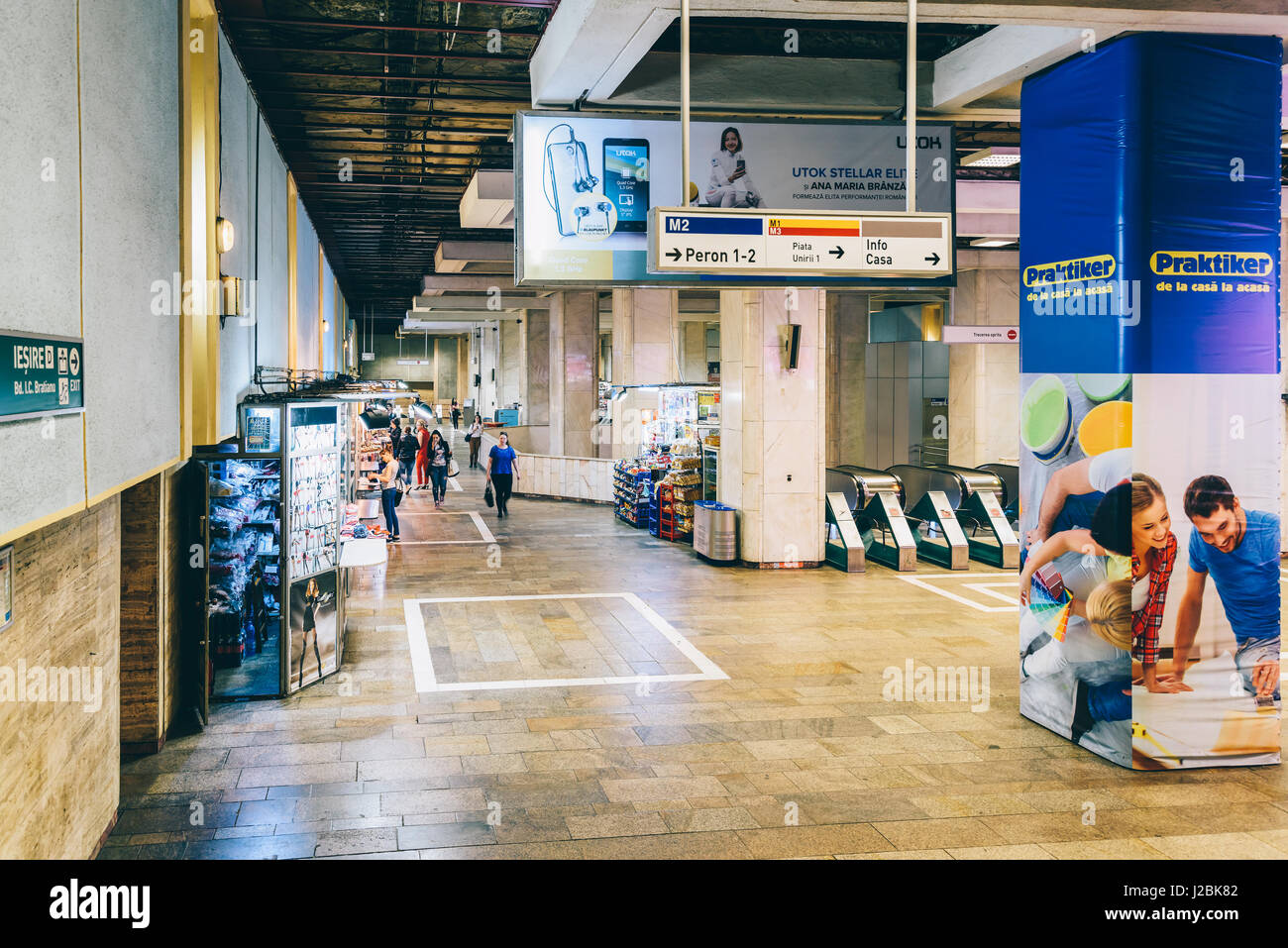 BUCHAREST, ROMANIA - MAY 06, 2015: People Waking In Tunnel Underground ...