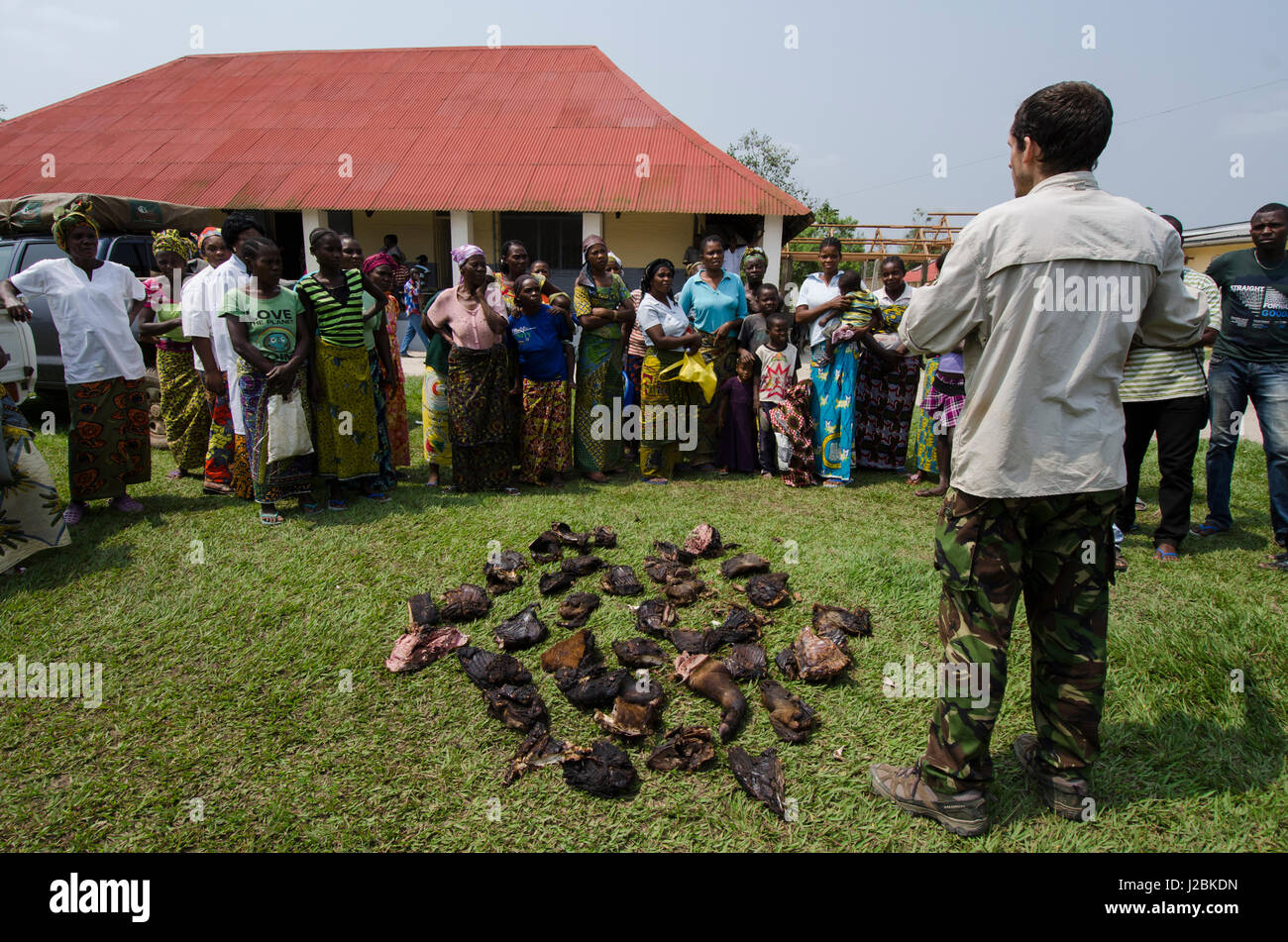 Distribution of confiscated bushmeat to hospital near Makoua, Congo ...