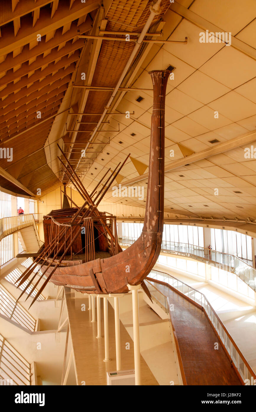 Egypt, Cairo, Giza Plateau. The sun-boat or funeral-boat of Pharaoh ...