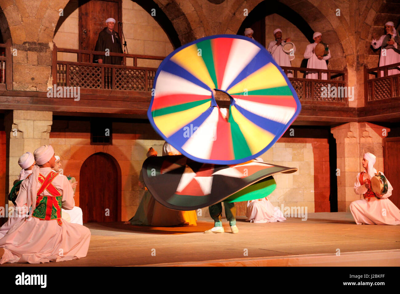 Africa, Egypt, Cairo. Egyptian Sufi Tanoura Dancer, Colorful Whirling ...