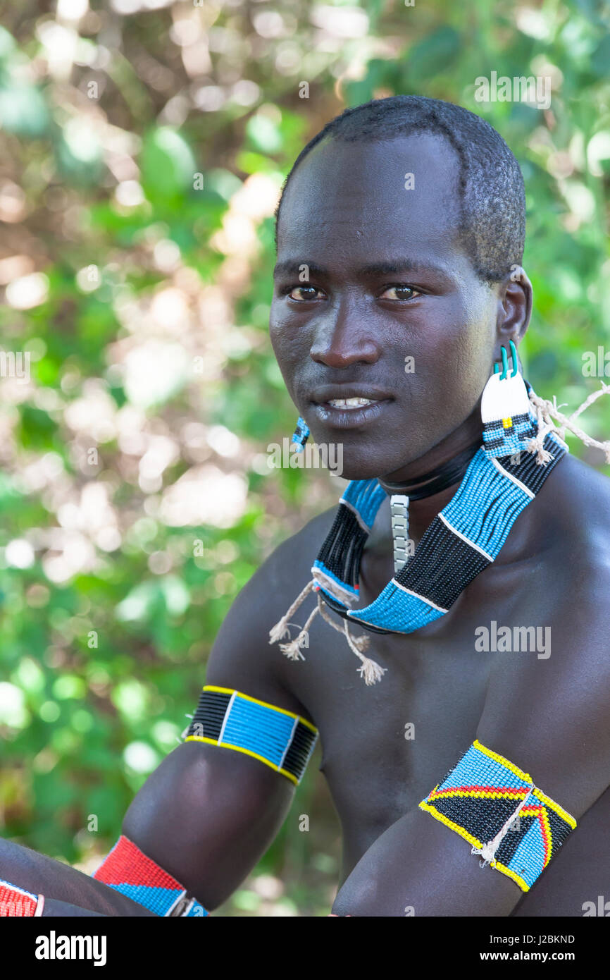 Africa, Ethiopia, Omo River Valley, South Omo, Hamer tribe. Hamer man ...