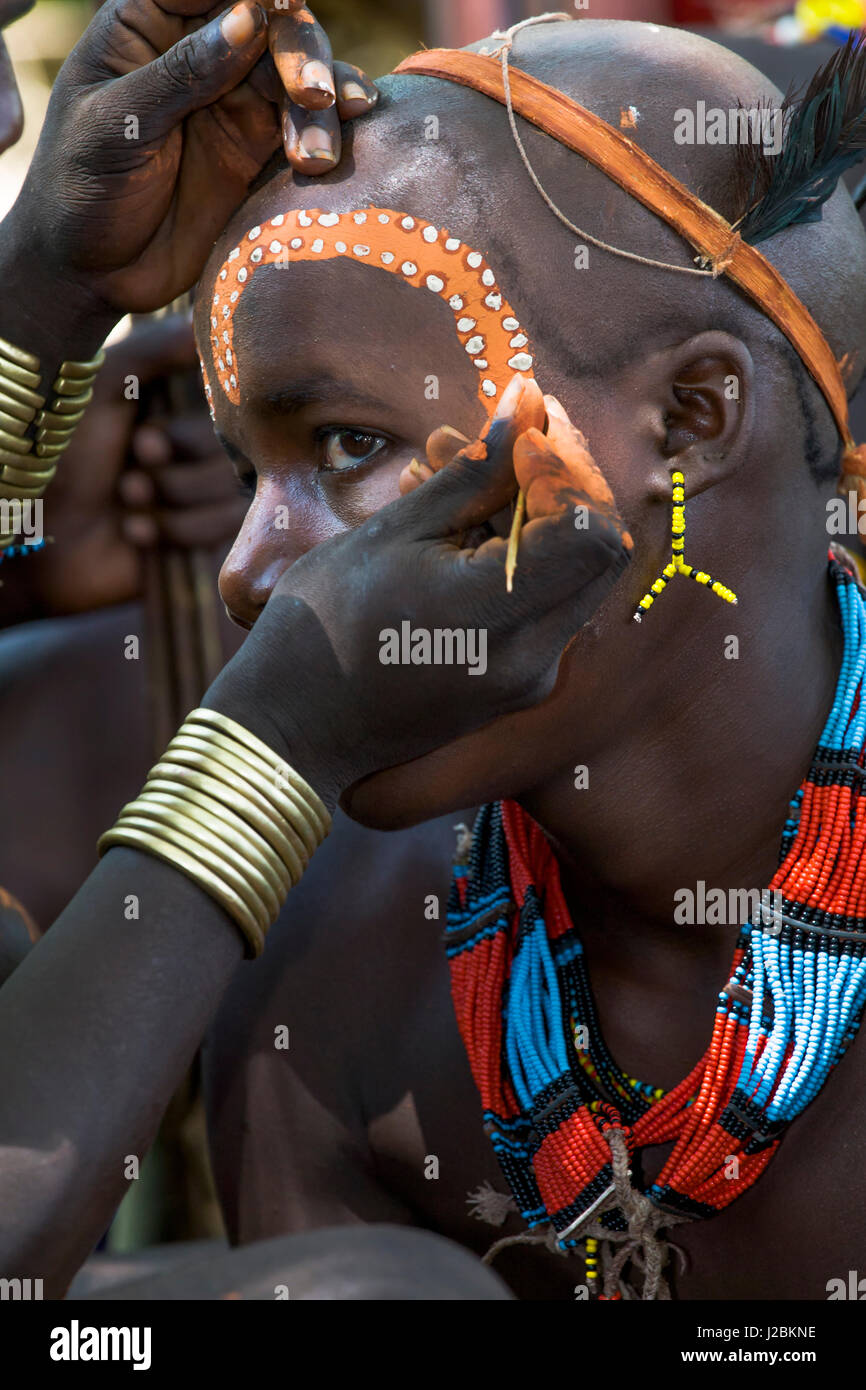 Africa, Ethiopia, Omo River Valley, South Omo, Hamer tribe. Hamer man ...