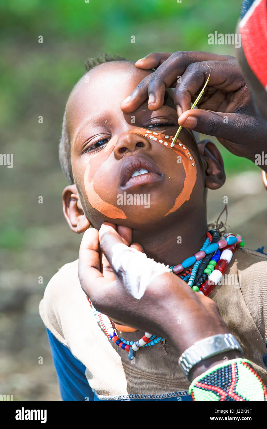 Africa, Ethiopia, Omo River Valley, South Omo, Hamer tribe. Young Hamer ...