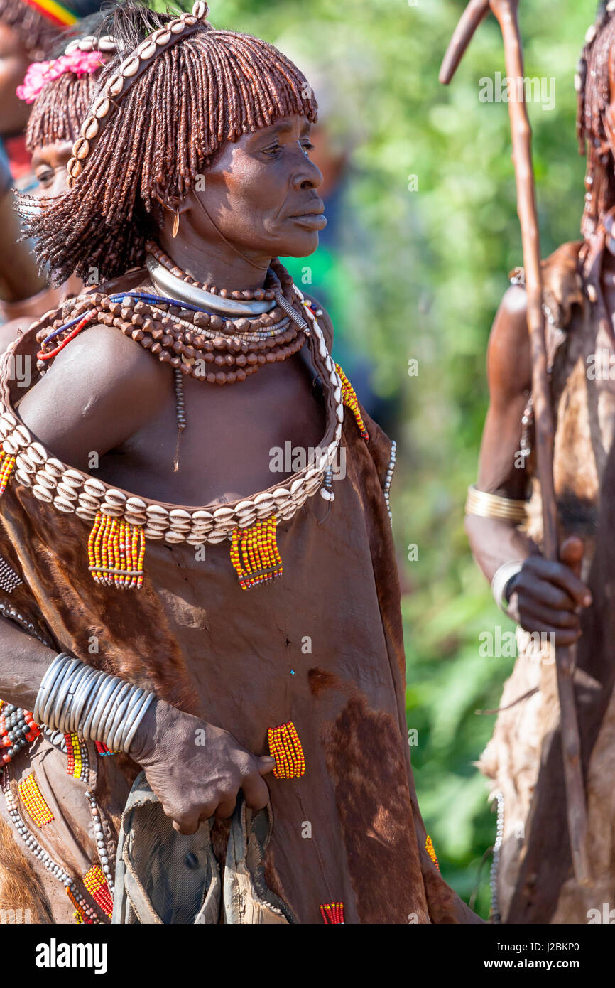 Africa, Ethiopia, Omo River Valley, South Omo, Hamer tribe. Hamer woman ...