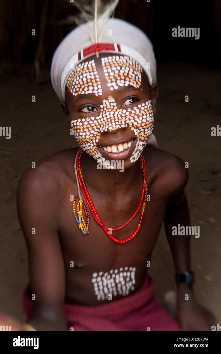 Arbore boys with face paint, Omo Valley, Ethiopia Stock Photo - Alamy