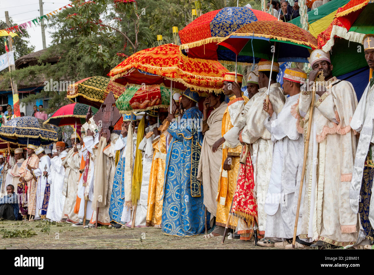 Clergy procession for Meskel celebration. Coptic Christian ceremony ...