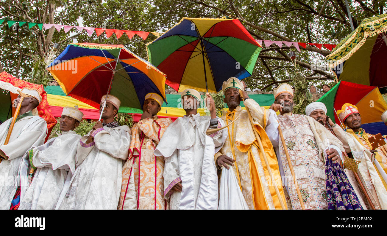 Clergy procession for Meskel celebration. Coptic Christian ceremony ...