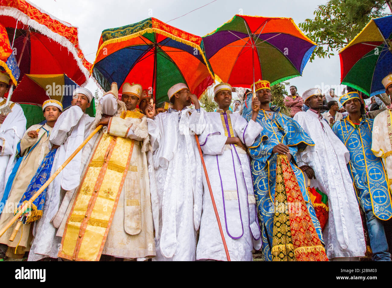 Clergy procession for Meskel celebration. Coptic Christian ceremony ...