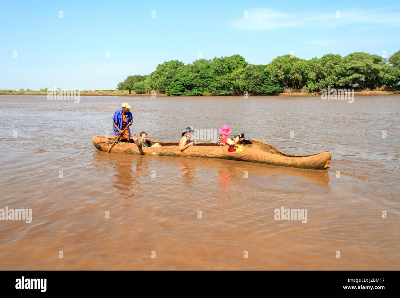 Canoe transport. Crossing the Omo River. Omo Valley. Ethiopia, Africa ...