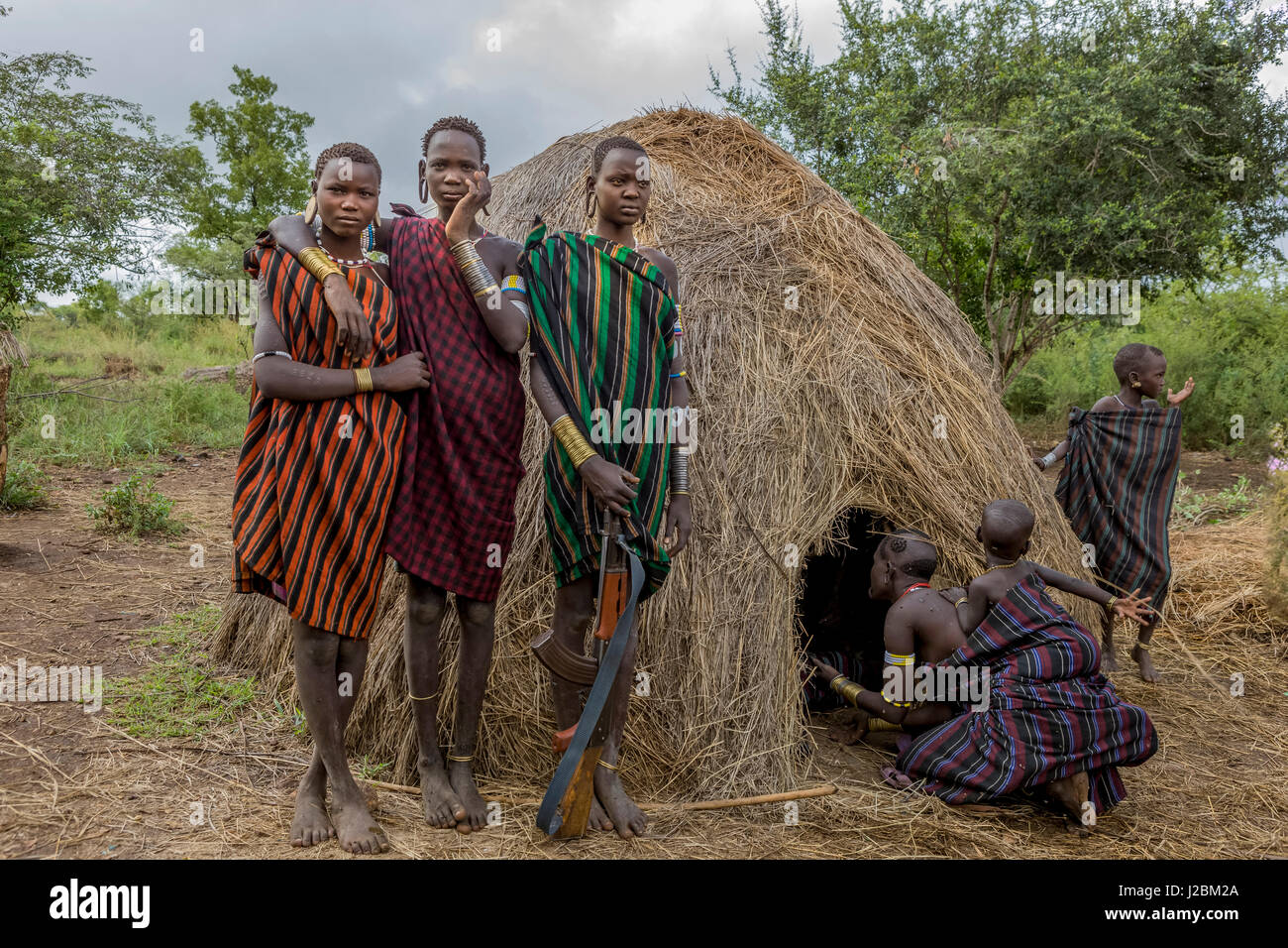 Mursi tribe. Militia Village. Mago National Park. Ethiopia, Africa ...
