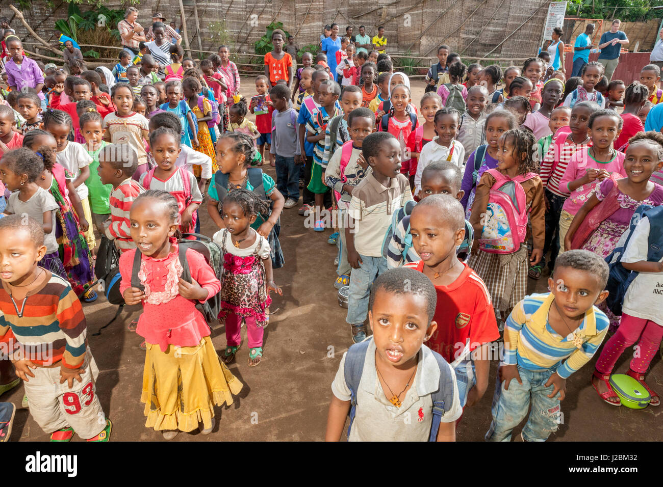Omo Child orphanage and school. Kids singing the National Anthem of ...