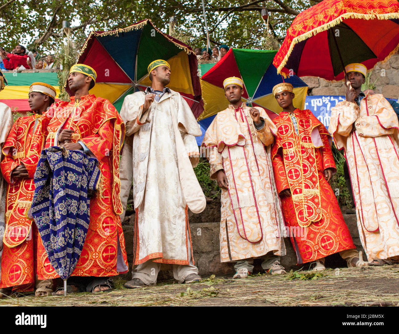 Clergy procession for Meskel celebration. Coptic Christian ceremony ...