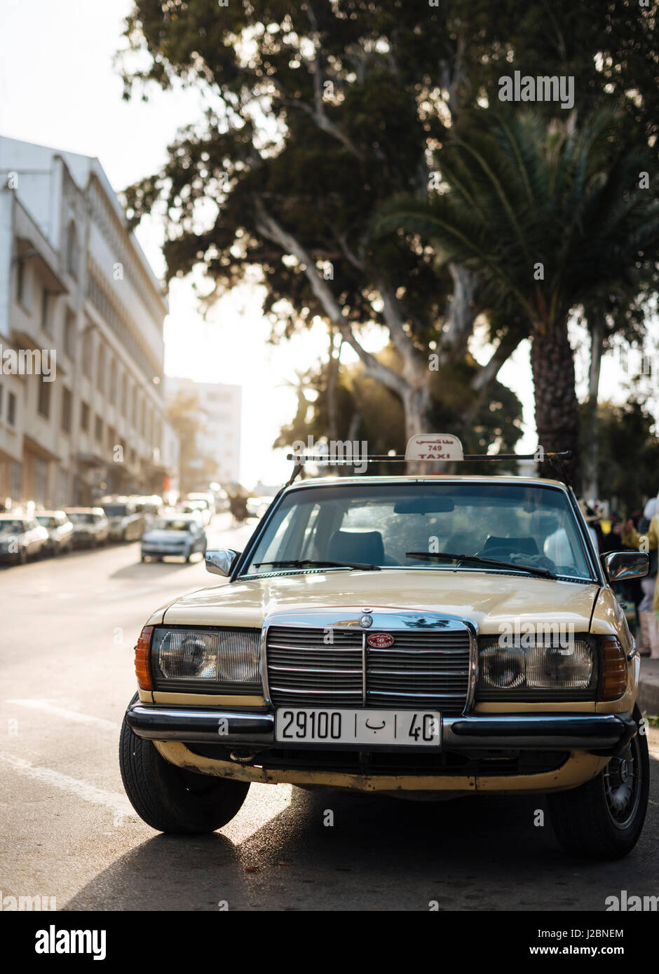 Vintage Mercedes Taxi in the Medina, Tangier, Morocco, North Africa ...