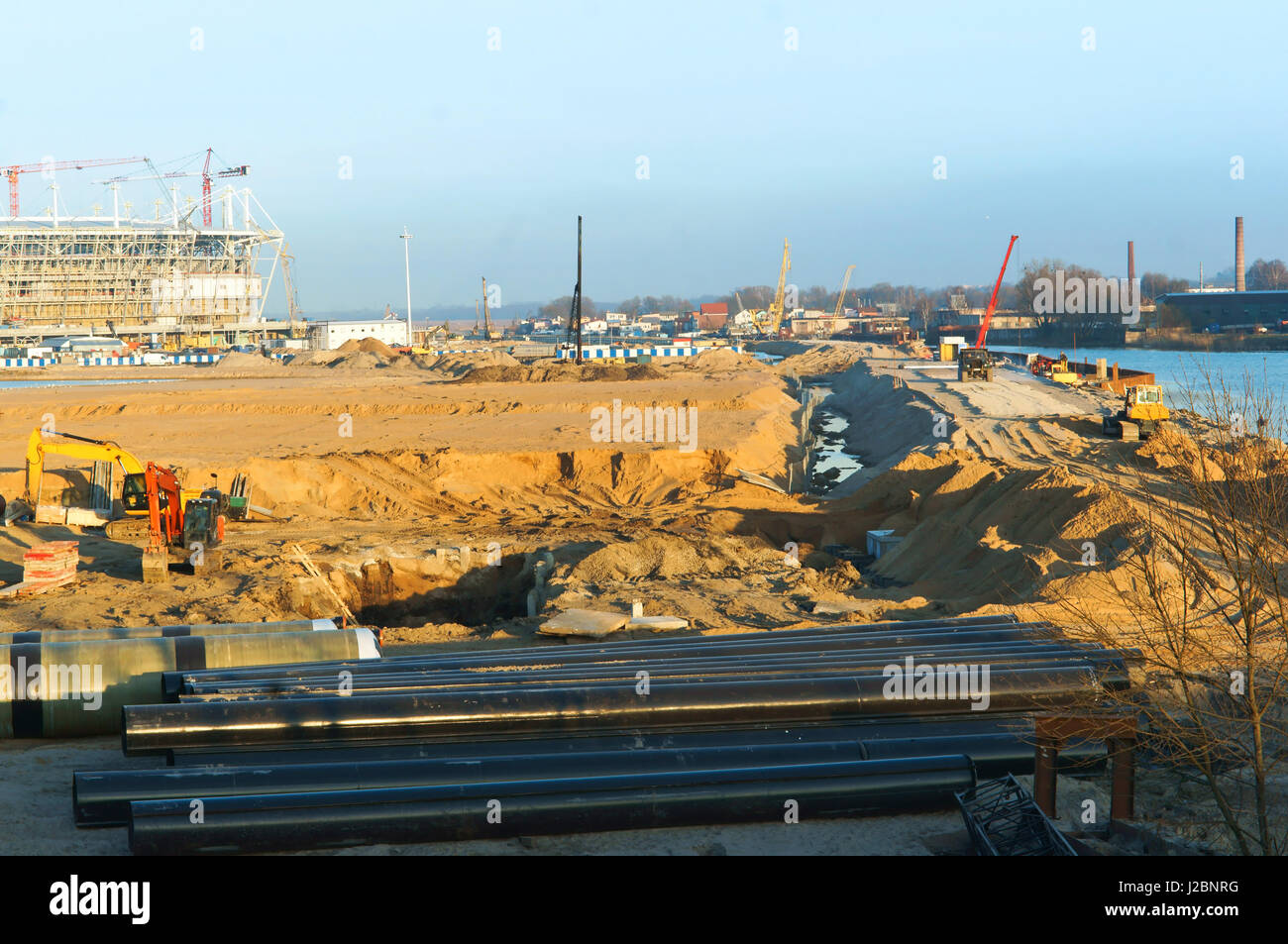 construction of a sports stadium, ob'eta, construction of the stadium ...