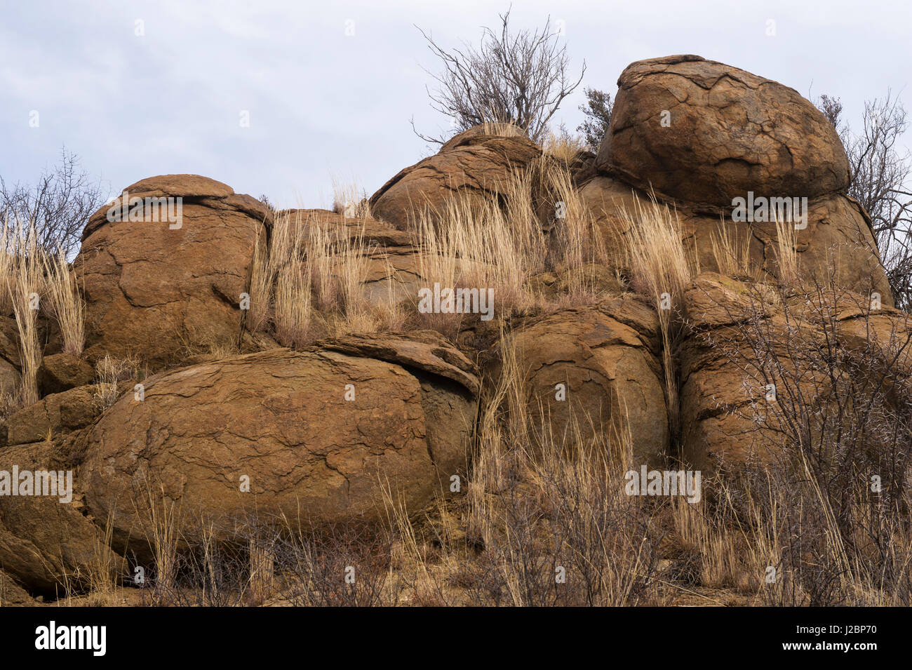 Rock formations, Private game ranch, Great Karoo, South Africa Stock ...