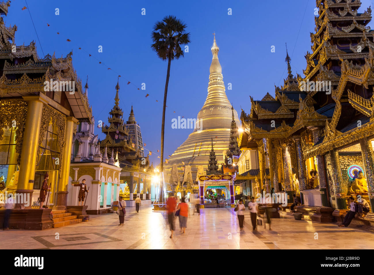 The great golden stupa, Shwedagon Paya (Shwe Dagon Pagoda), Yangon ...
