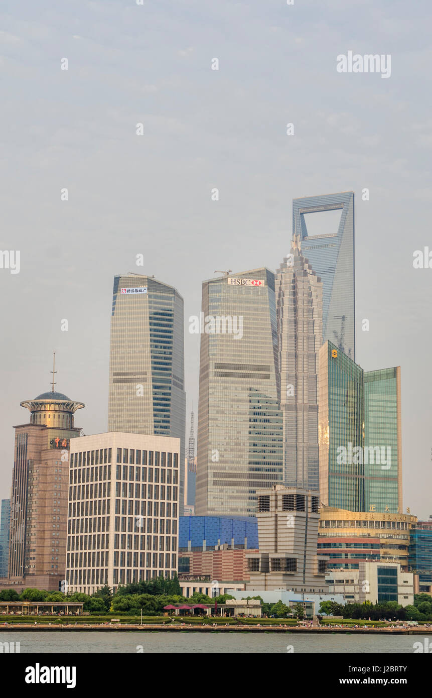 Pudong district skyline and Huangpu River Shanghai, China Stock Photo ...