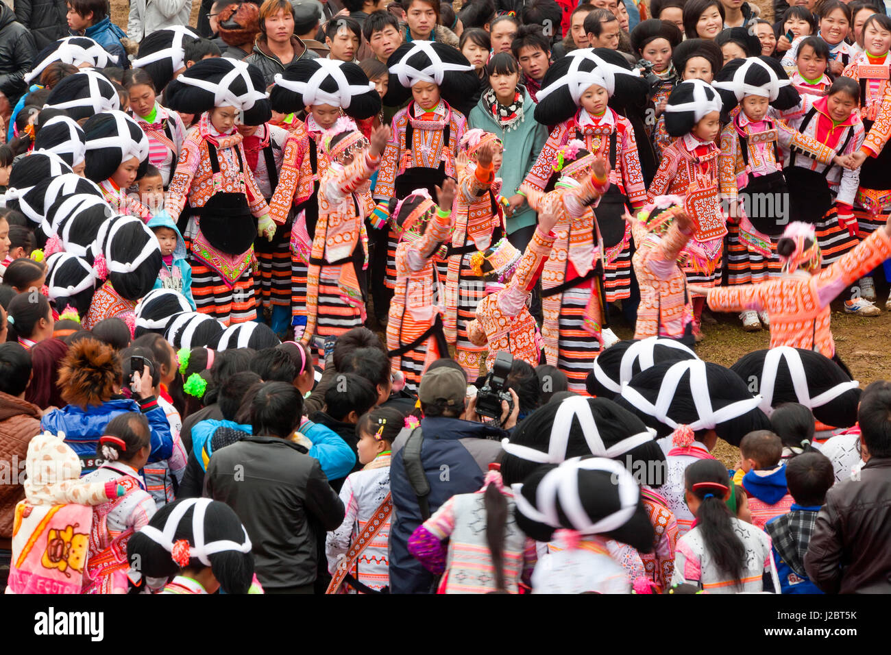 Long Horn Miao tribe at Lunar New Year festival, Sugao, Guizhou ...