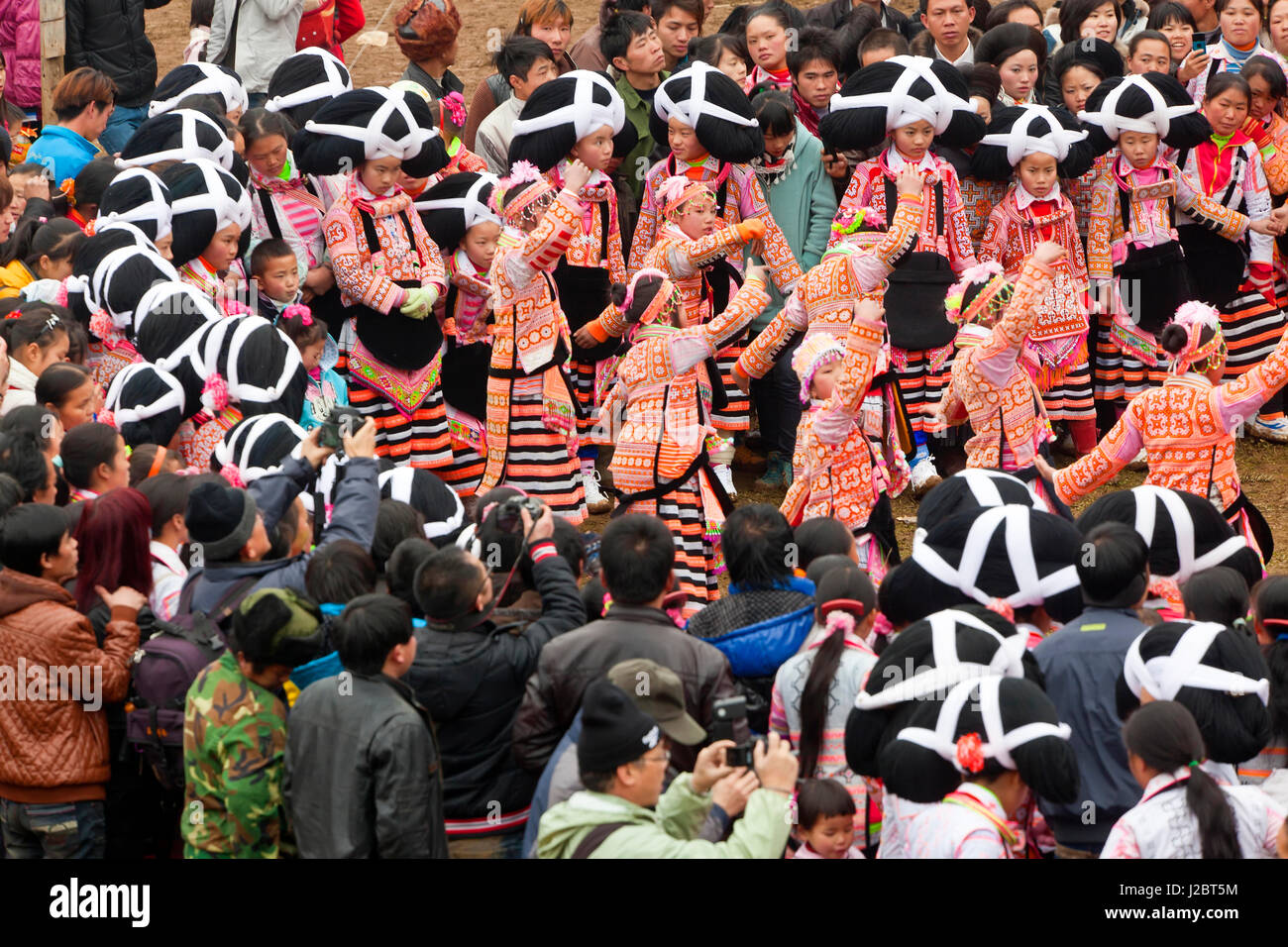 Long Horn Miao tribe at Lunar New Year festival, Sugao, Guizhou ...