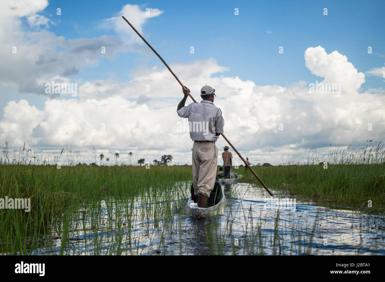 Mokoro Canoe Trip in the Okavango Delta near Maun, Botswana Stock Photo ...