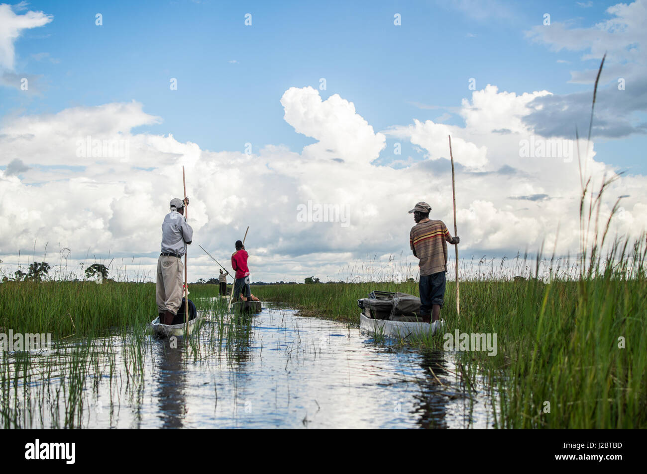 Mokoro Canoe Trip in the Okavango Delta near Maun, Botswana Stock Photo ...