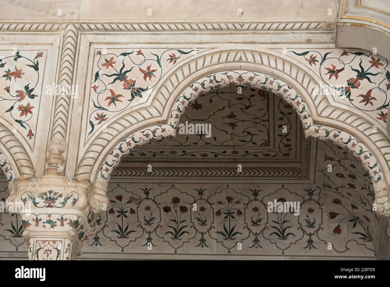 India, Agra. The Red Fort of Agra. Sandstone fortress founded in 1565 ...