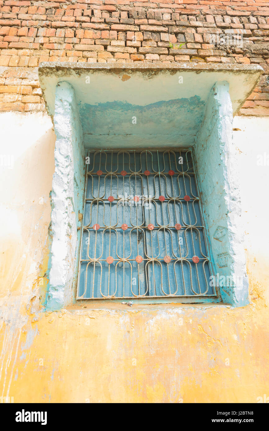 India, Ganges River, Sherpur Village decorative window with custom ...