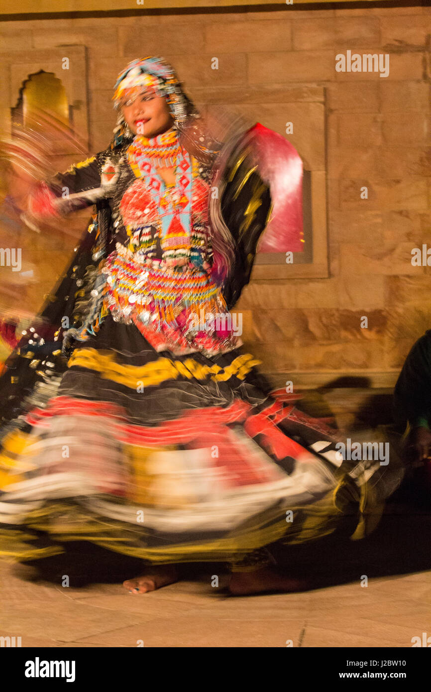 Asia, India, Rajasthan, Jaipur, Folk dancers and musicians. (Editorial ...