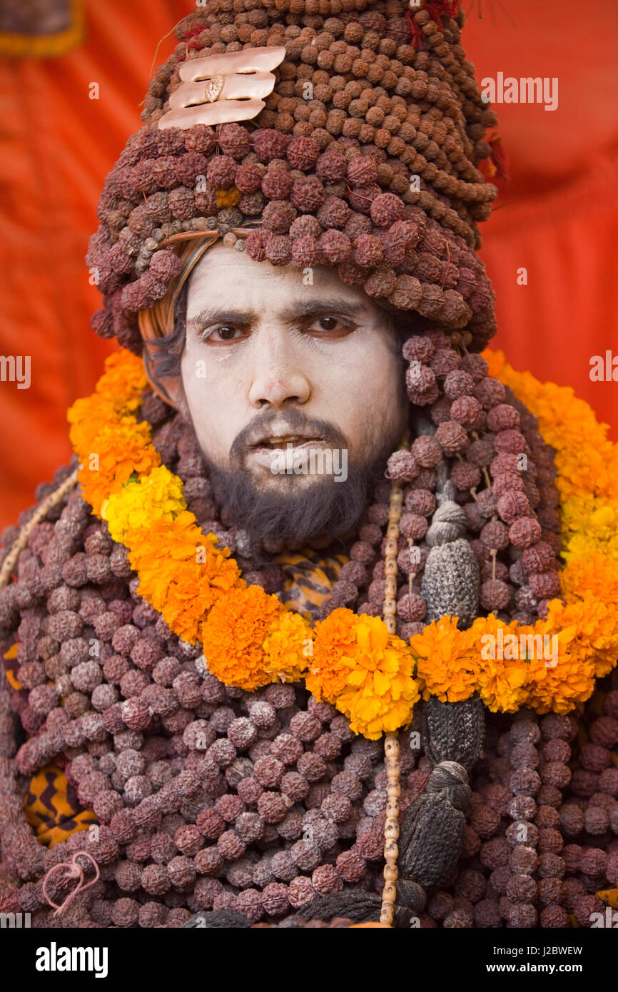 India, Allahabad, Kumbh Mela religious festival, traditional costume ...