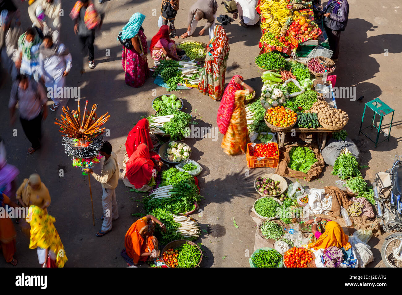 Vegetable and Fruit market, Pushkar, Rajasthan State, India Stock Photo ...