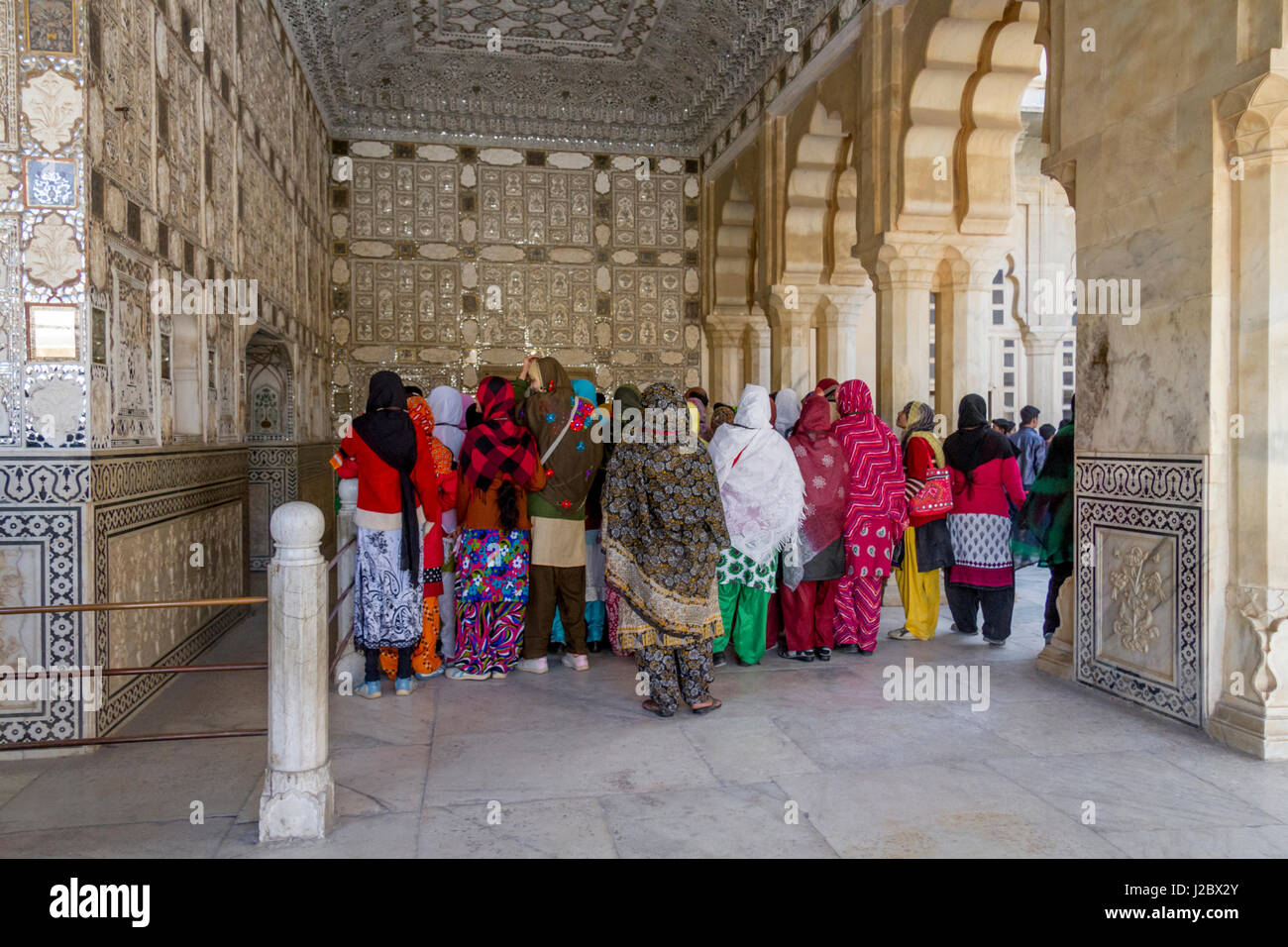 Crowd at entrance. Diwan-i-Khas, Glass Palace. Hall of private Audience ...