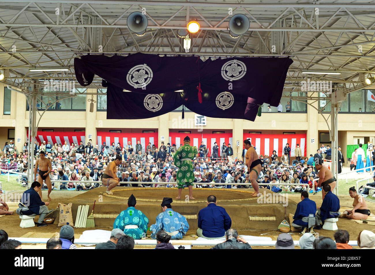 Japan, Tokyo, Yasukuni Shrine, Ceremonial Sumo Tournament Stock Photo ...