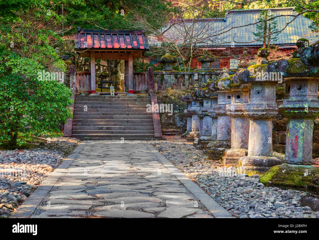 Stone path leading to red Japanese temple (Large format sizes available ...