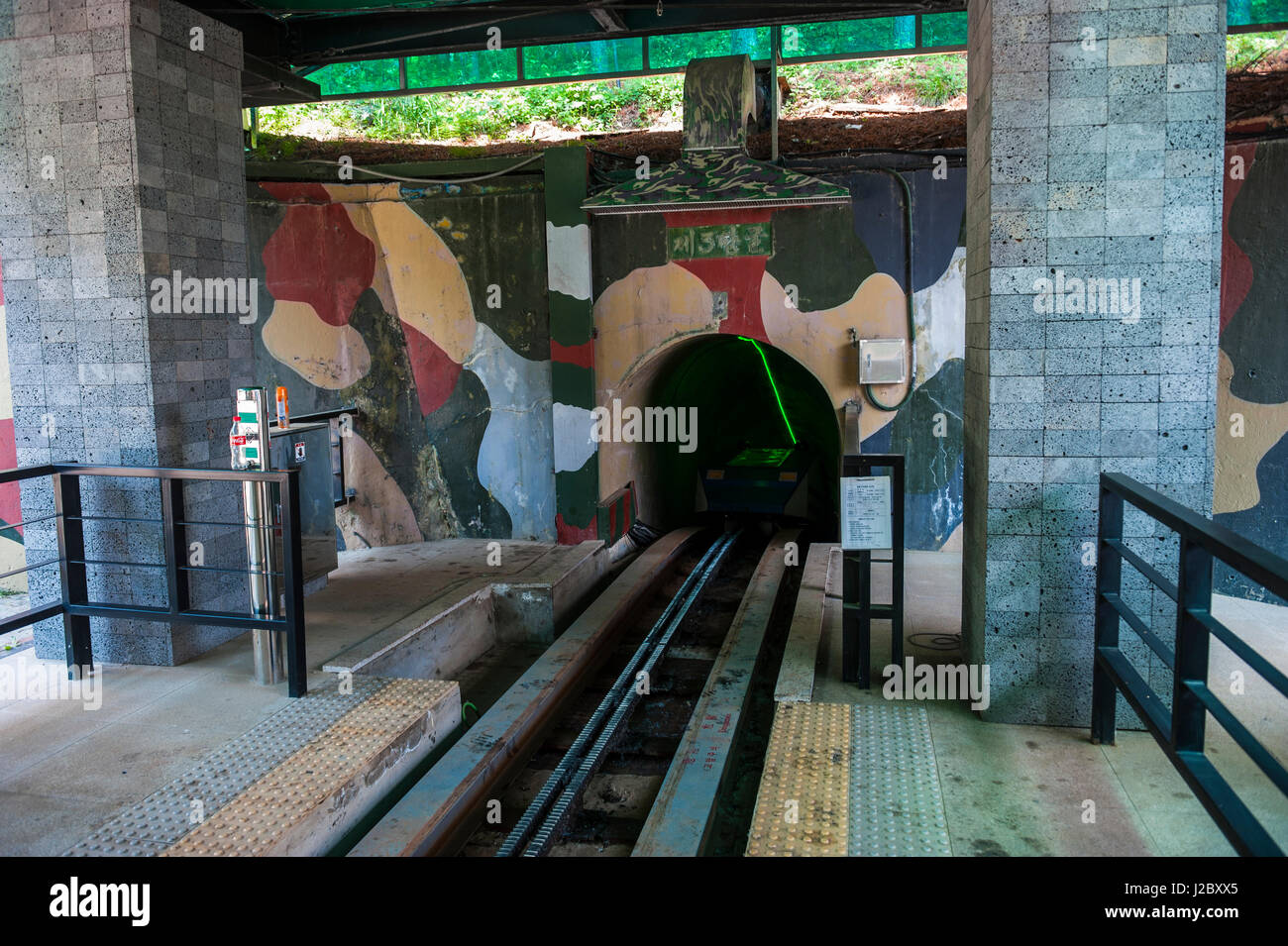 Underground tunnel at the high security border between South and North ...