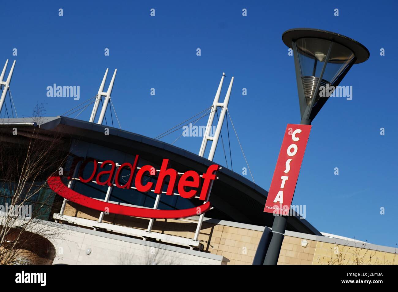 Roadchef and Costa Coffe signs motorway services Stock Photo - Alamy